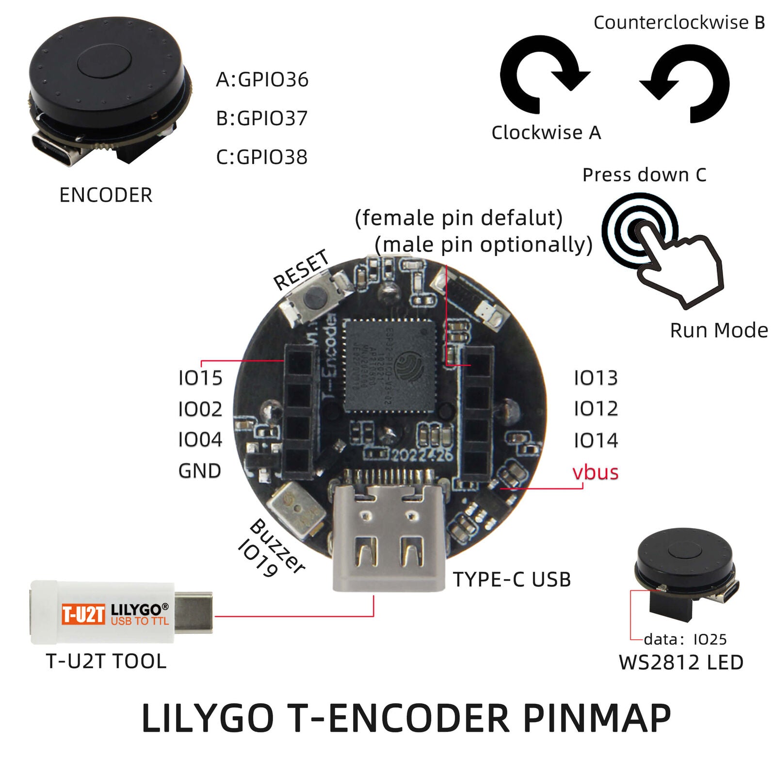 Lilygo T Encoder Esp32 Iot Rotary Encoder Dial With Rgb Ledbuzzer